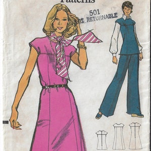 1970s Womens A Line Dress, Tunic and Pants Vogue Sewing Pattern 8507 ...