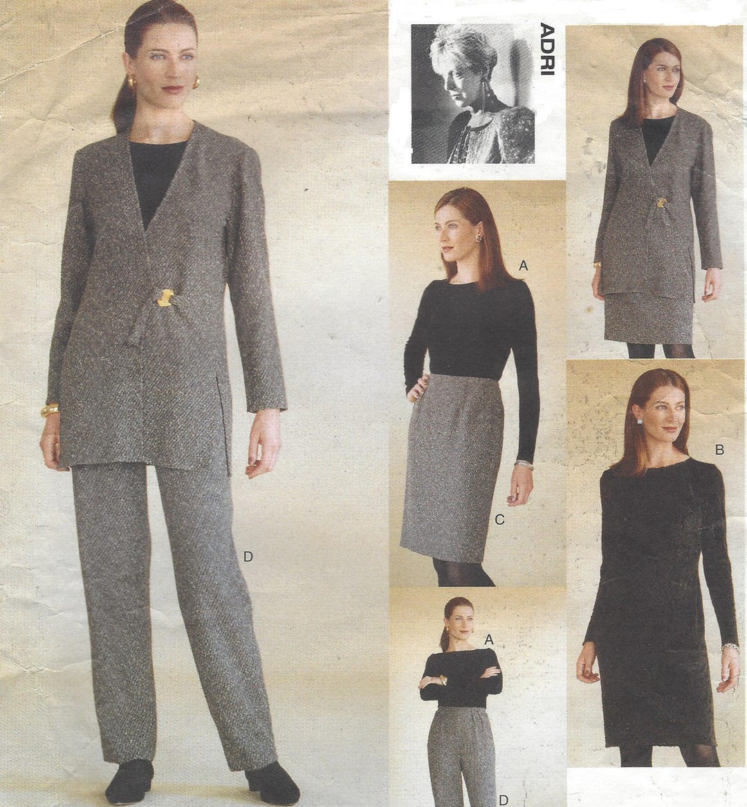 90s Adri Wrap Jacket, Dress or Top, Skirt & Pants Vogue Sewing Pattern ...