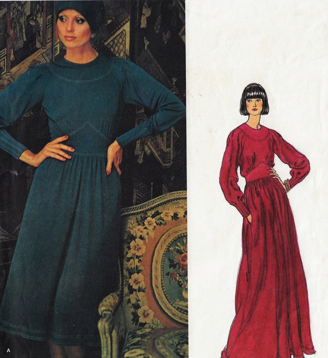 1970s Jean Muir Boho Dress or Gown Vogue Sewing Pattern 1144 Size 6 FF ...
