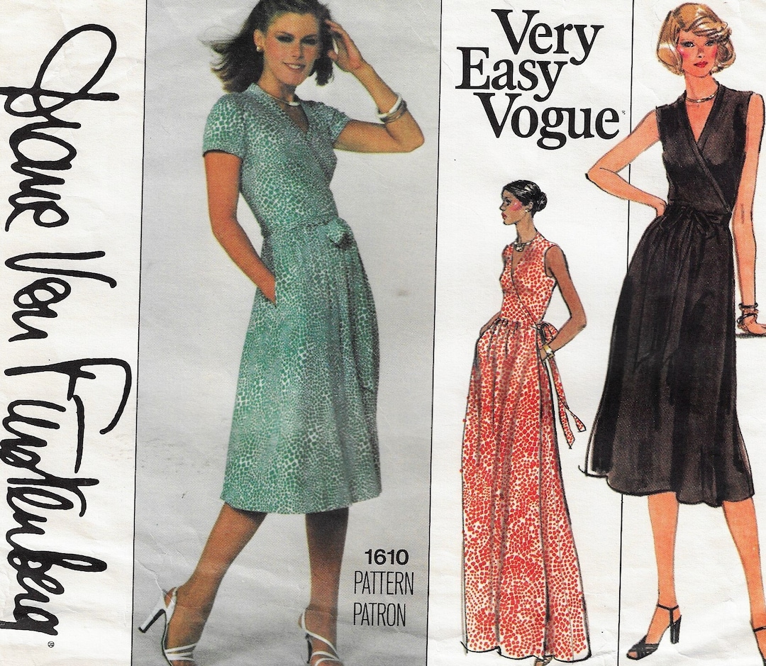 1970s Iconic Diane Von Furstenberg Wrap Dress 2 Lengths Vogue Sewing ...
