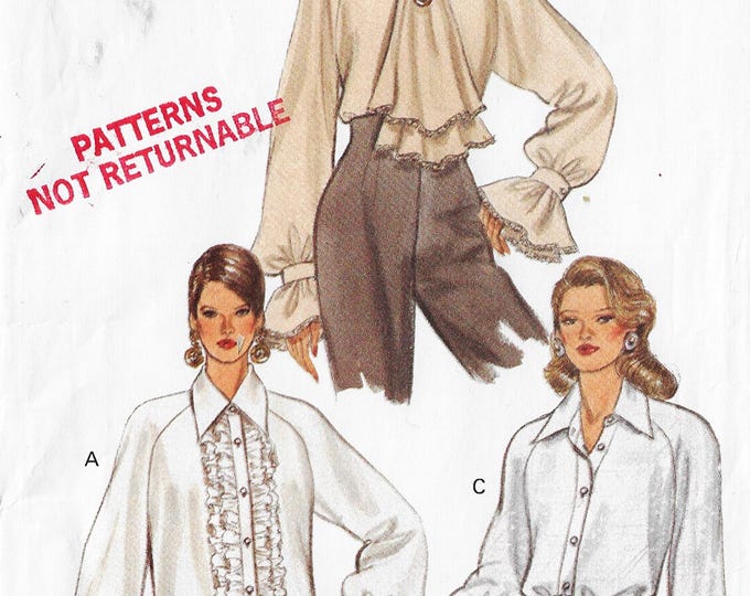 90s Womens Romantic Blouses With Variations Vogue Sewing Pattern 8822 ...