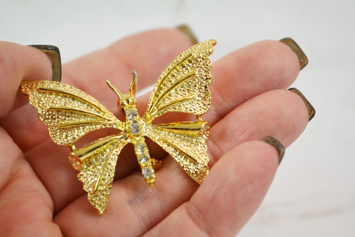 Vintage 80s Gerry's Sparkling Butterfly Brooch Great Lapel - Etsy