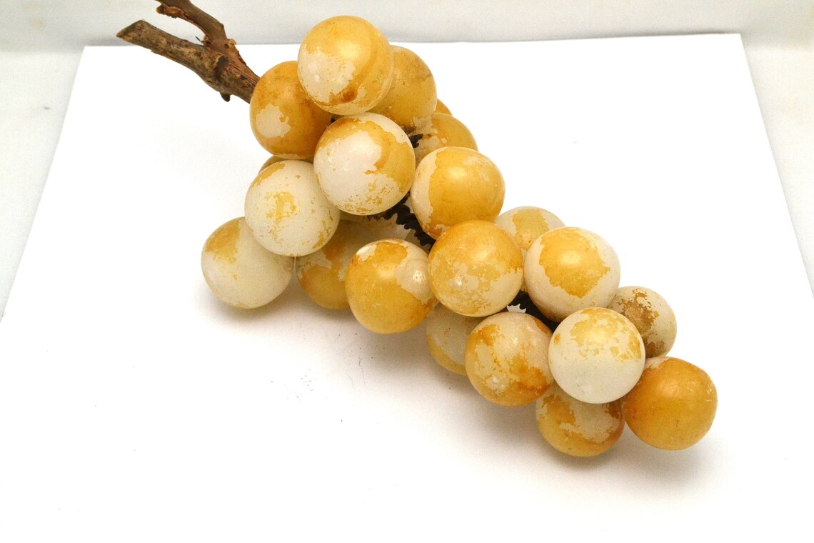 Mid Century Modern Alabaster Grape Bunch Forked Grapevine Stem Warm ...