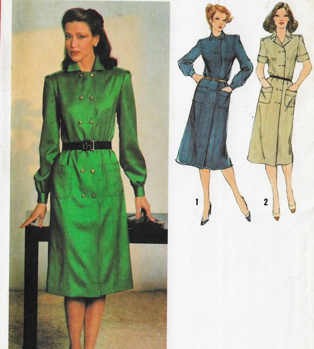 70s Womens Mock Wrap Step in Dress Simplicity Sewing Pattern 9214 Size ...