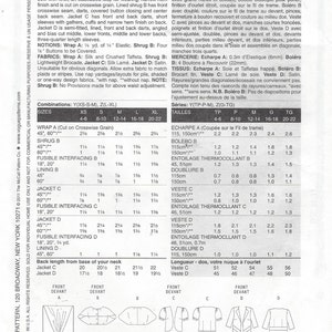 Elizabeth Gillett Womens Evening Wrap, Shrug and Jacket OOP Vogue Sewing Pattern V8721 Size 4 6 ...