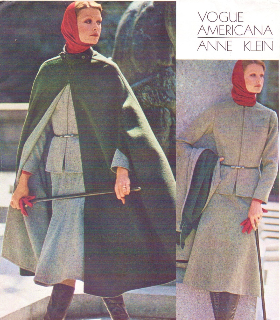 70s Anne Klein Womens Jacket, Knee Length Cape, Skirt, Pants & Blouse ...