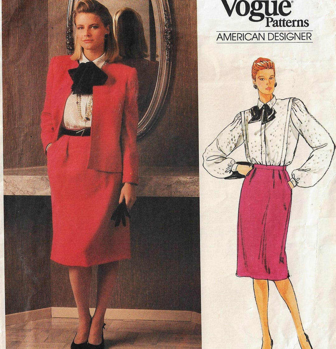 80s Joseph Picone Womens Jacket, Skirt and Blouse Vogue Sewing Pattern ...