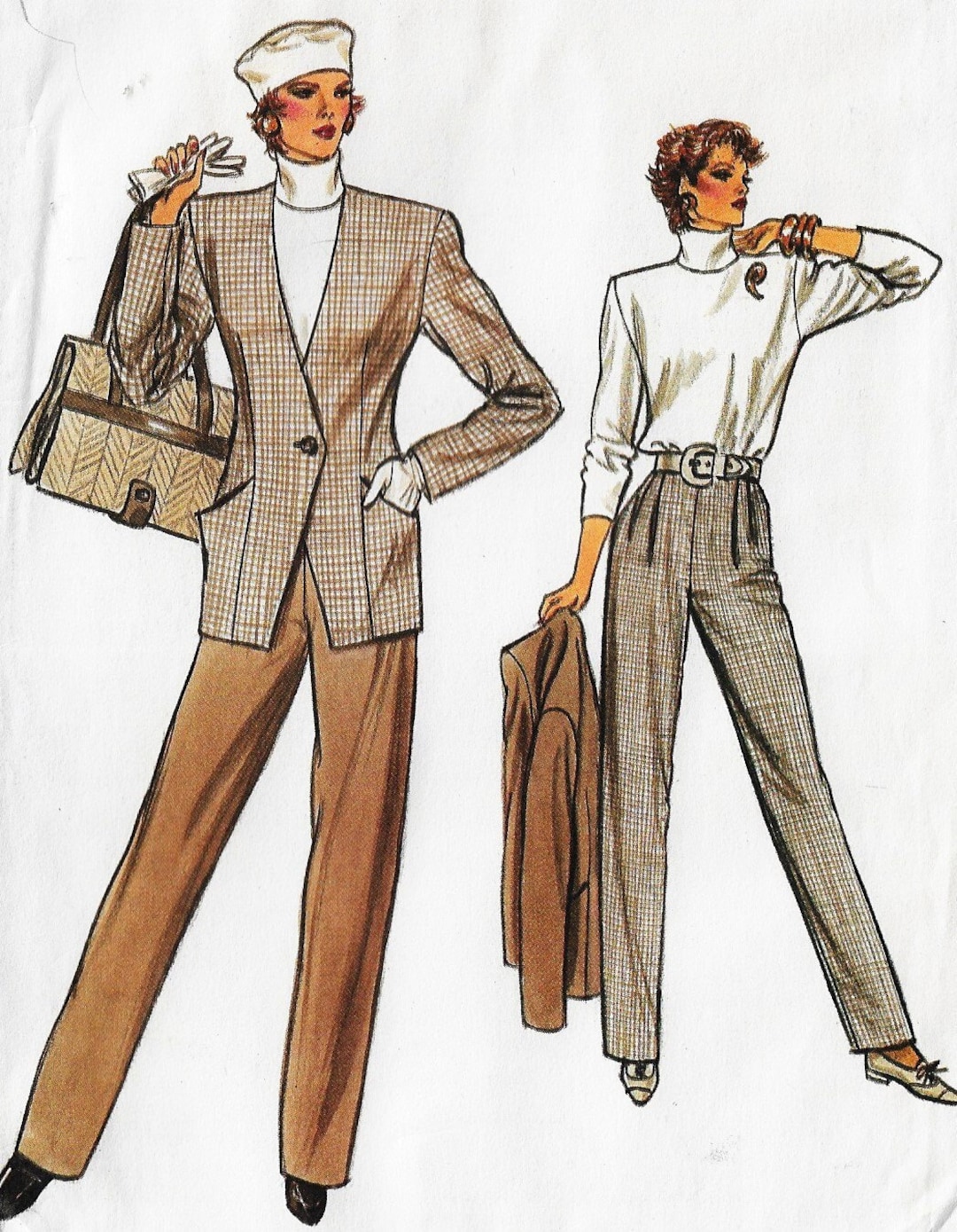 80s Womens One Button Jacket, Pants & Top Vogue Sewing Pattern 9693 ...