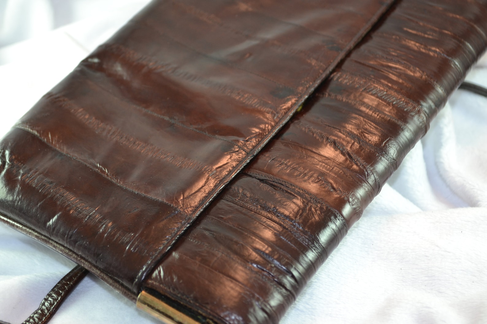 Vintage Chocolate Brown Eel Skin Handbag Shoulder Bag Envelope Style - Etsy