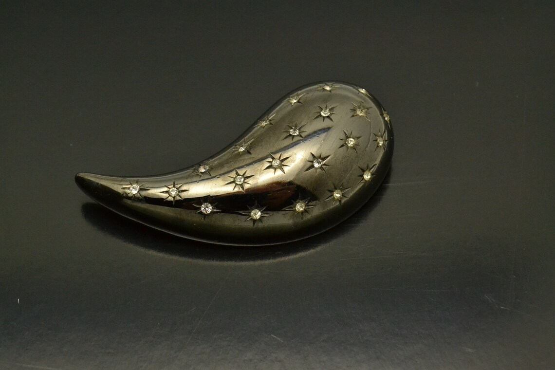 Vintage Givenchy Paisley Brooch Dark Gunmetal Gray With - Etsy