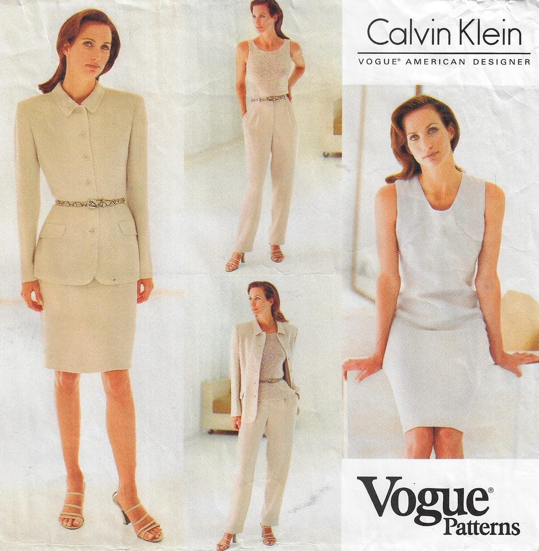 90s Calvin Klein Jacket, Dress, Skirt & Pants Vogue Sewing Pattern 1635 ...