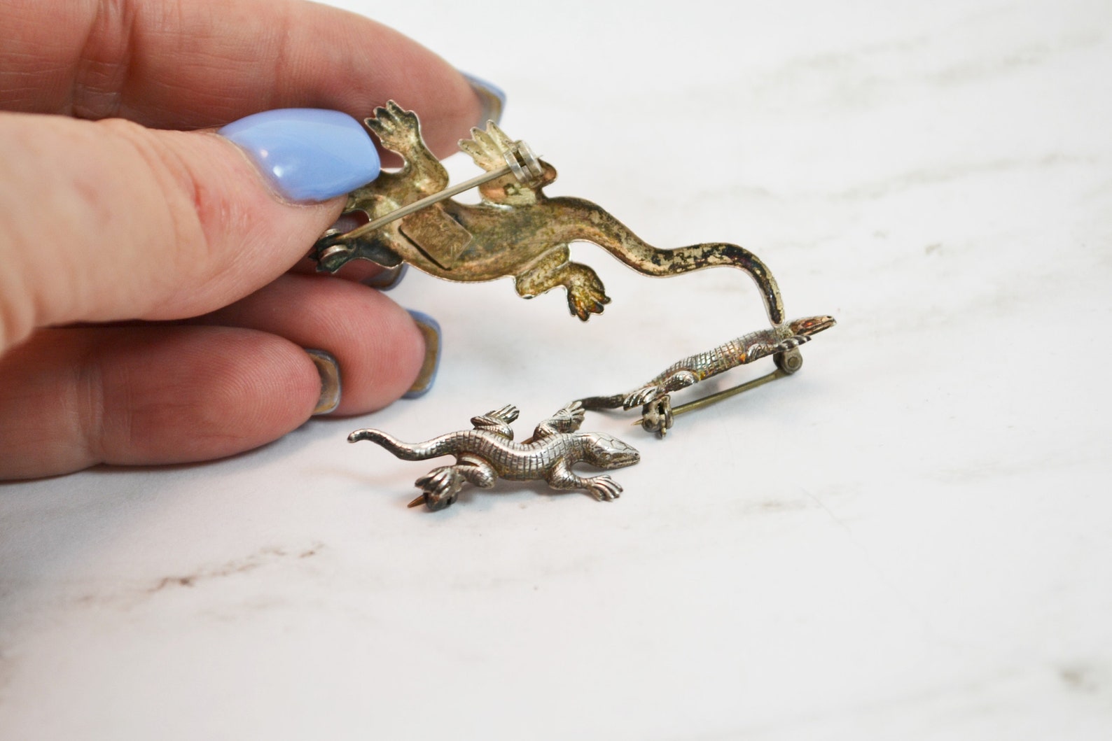 Vintage Lang Set of 3 Sterling Lizard Pins Mama and Two Babies | Etsy