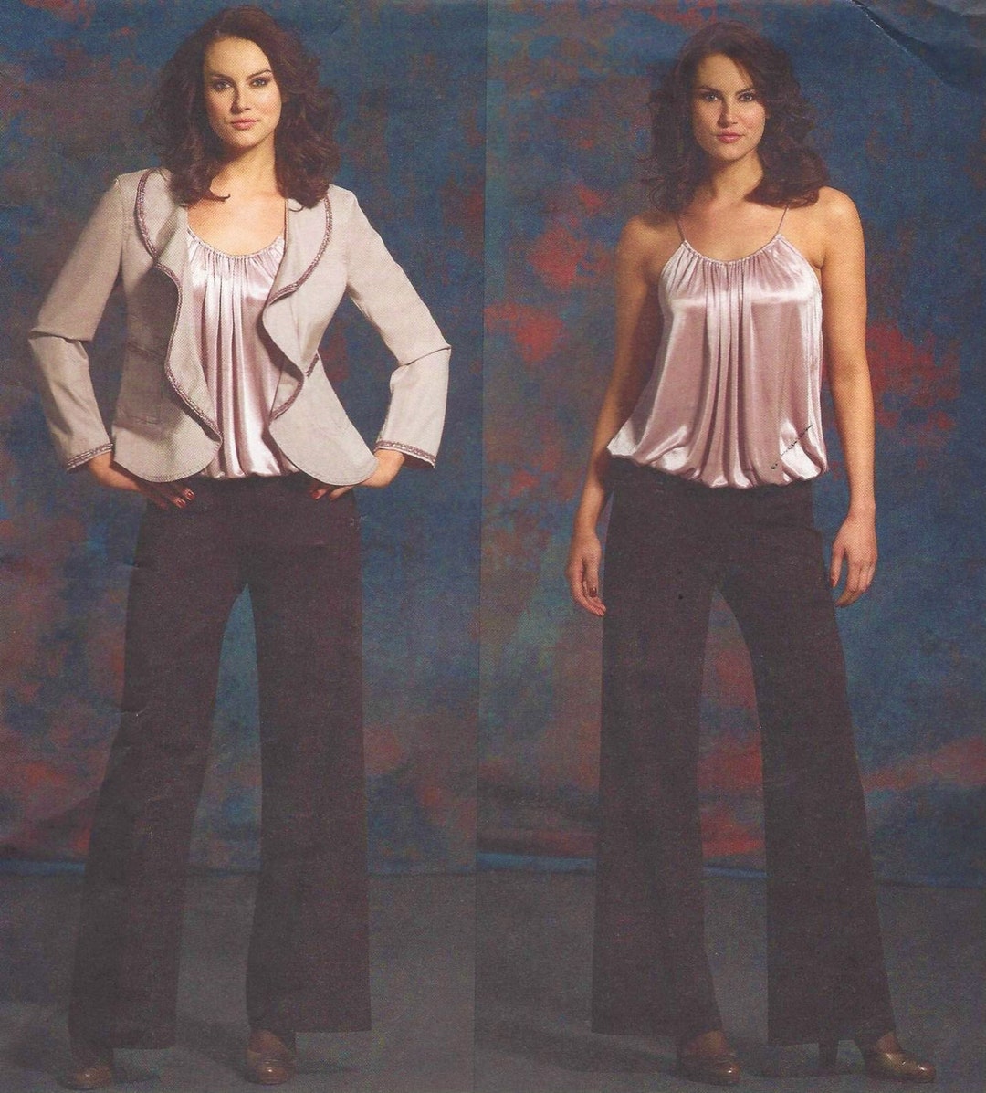 DKNY Womens Above Hip Jacket, Halter Top & Pants Vogue Sewing Pattern ...