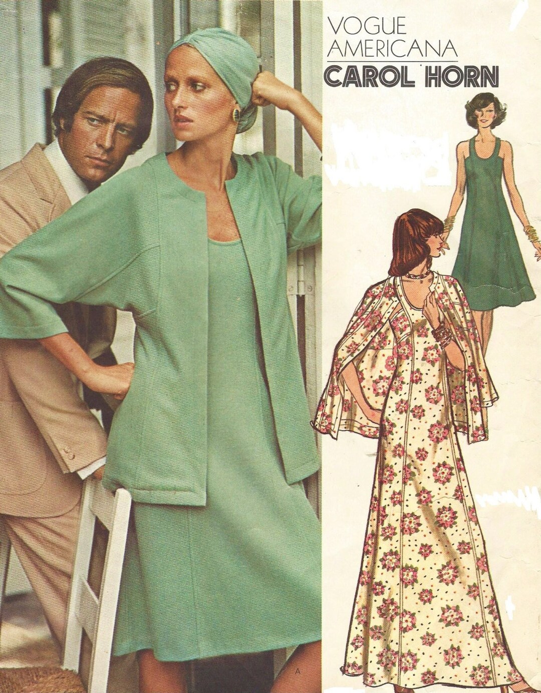 1970s Carol Horn Womens Unlined Jacket and Dress U Neckline Cutaway ...