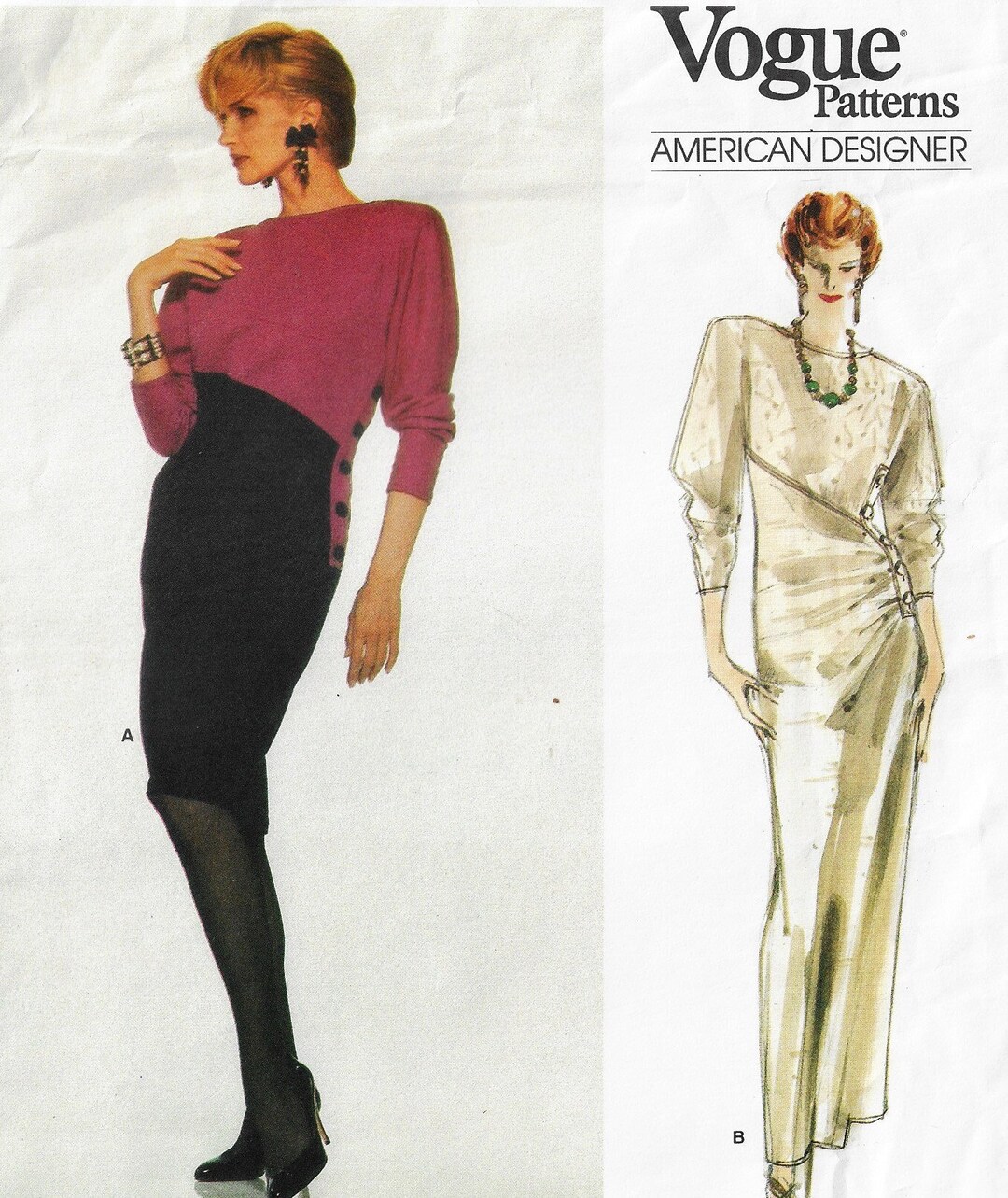 80s Oscar De La Renta Dress or Evening Gown Vogue Sewing Pattern 1645 ...