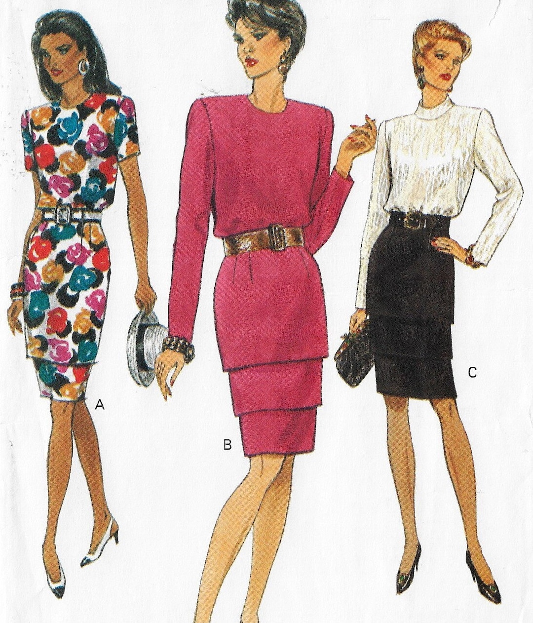 90s Womens Dress With Tiered Skirt & Variations Vogue Sewing Pattern ...