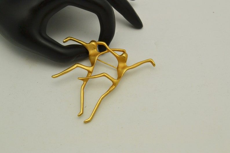 Vintage AJC Modern Dancers Brooch Gold Tone Metal Womens - Etsy