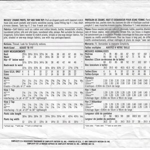 90s Womens Zouave Pants, Top and Tank Top Simplicity Sewing Pattern ...