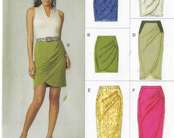 Mock Wrap Skirt Sarong Style Vogue Sewing Pattern V8711 Size 6 8 10 12 ...