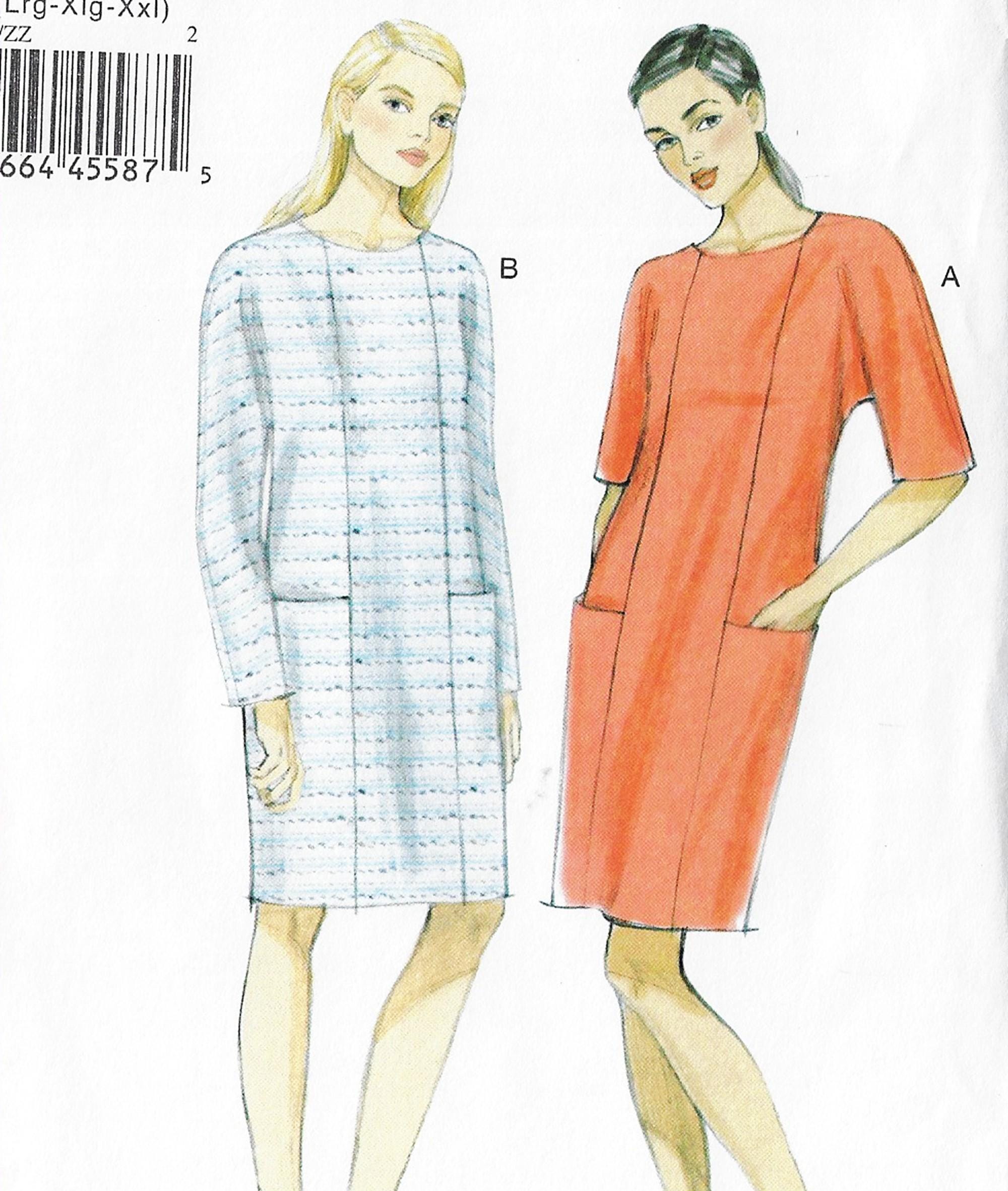 Womens Pullover Dress With Kimono Sleeves Chemise Dress Vogue Sewing ...