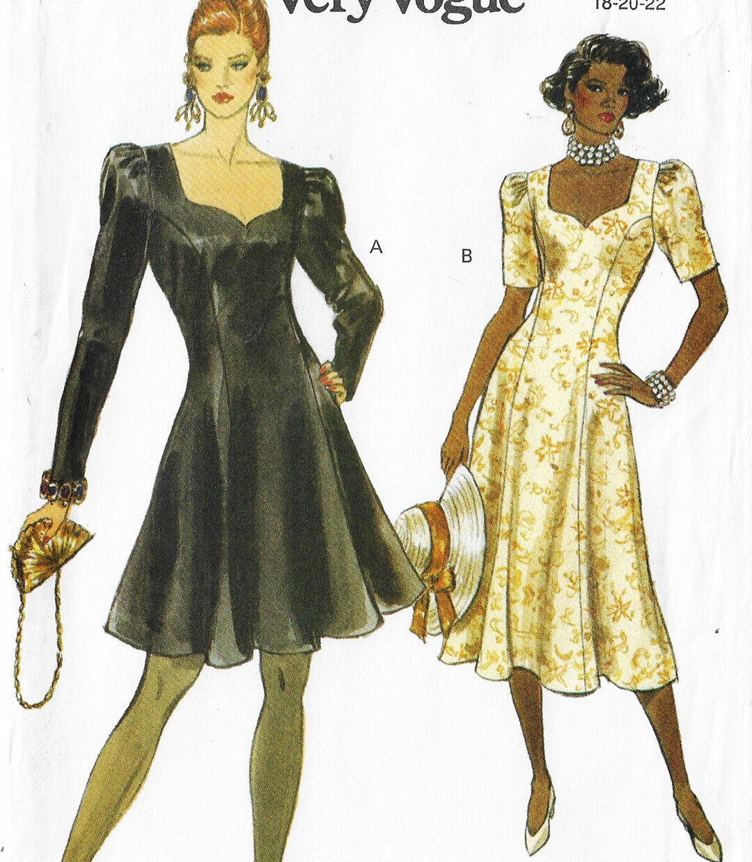 90s Womens Princess Seam Fit & Flare Dress With Variations Vogue Sewing ...
