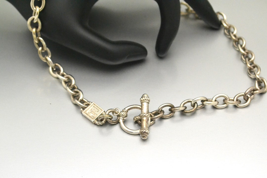 Judith Ripka Rolo Chain Toggle Necklace 925 Sterling Silver 18 Inches ...