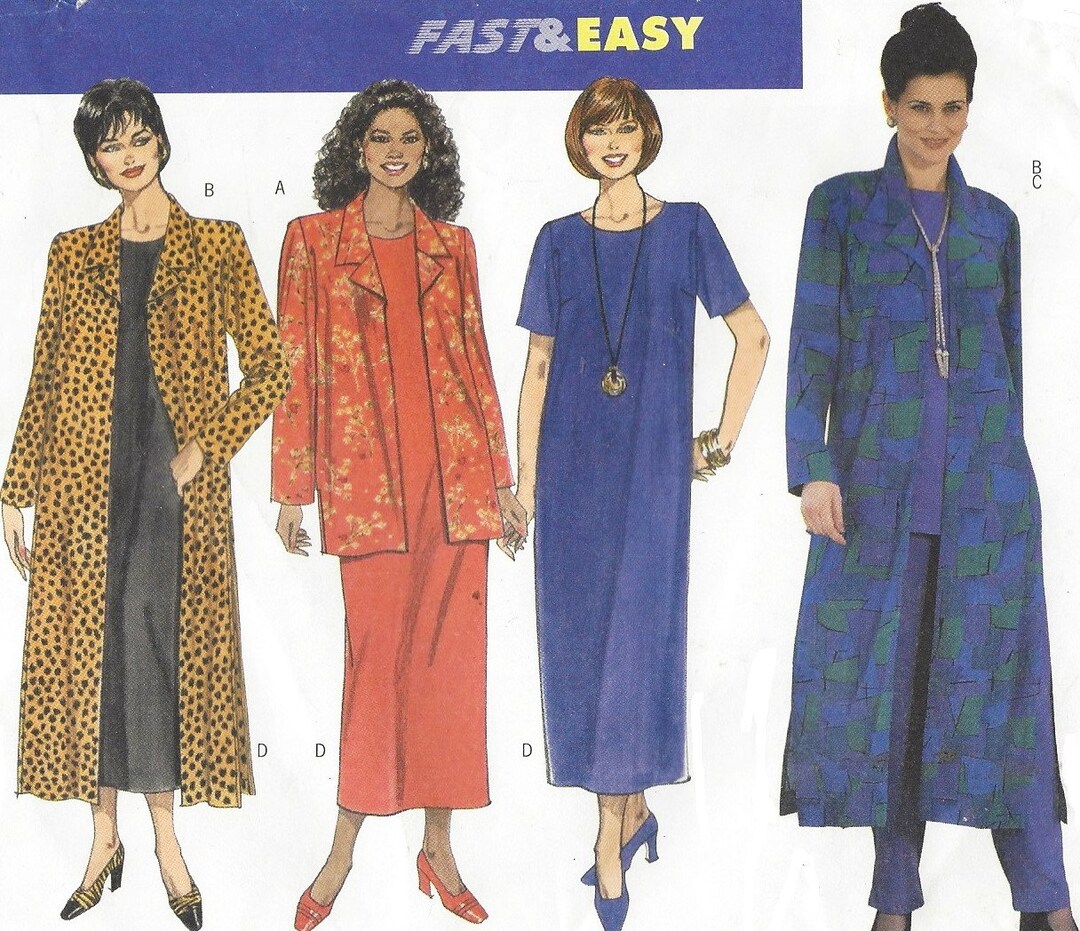 90s Delta Burke Womens Jacket, Duster, Top & Pants Butterick Sewing ...