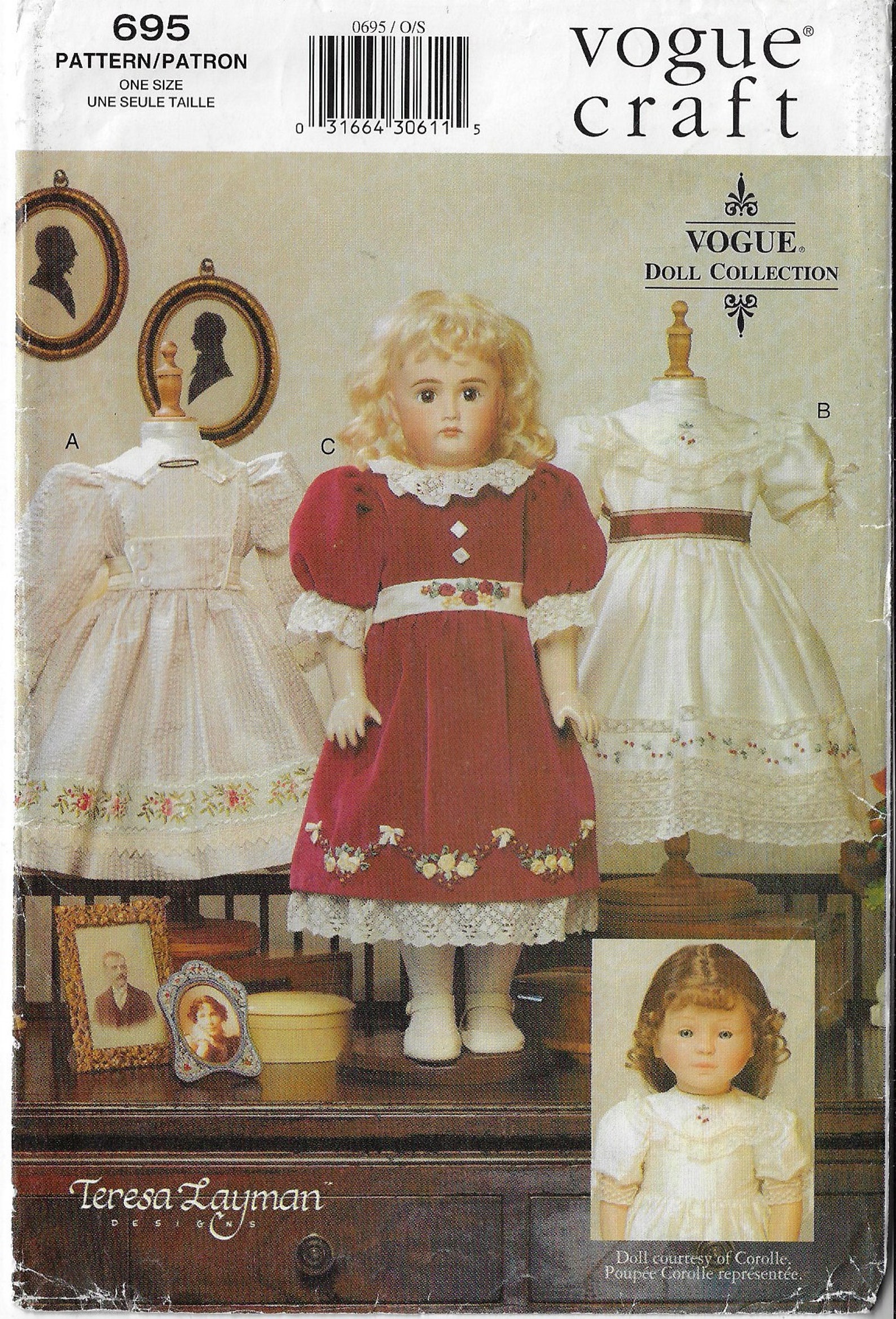 90s Teresa Layman 18 Inch Historical Doll Clothes Vogue Sewing Pattern ...