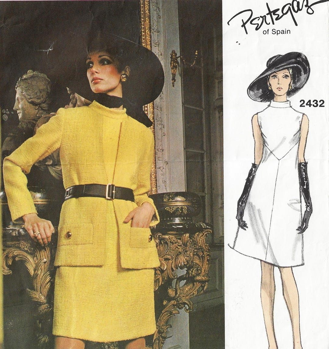 1970s Pertegaz A-line Dress & Jacket Vogue Sewing Pattern 2432 Size 12 ...