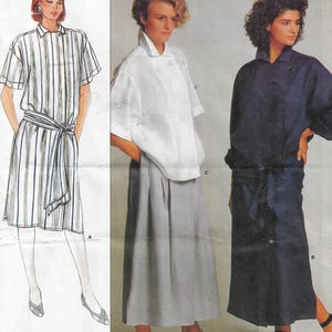 80s Perry Ellis Womens A-line Wrap Dress, Top and Skirt Vogue Sewing ...