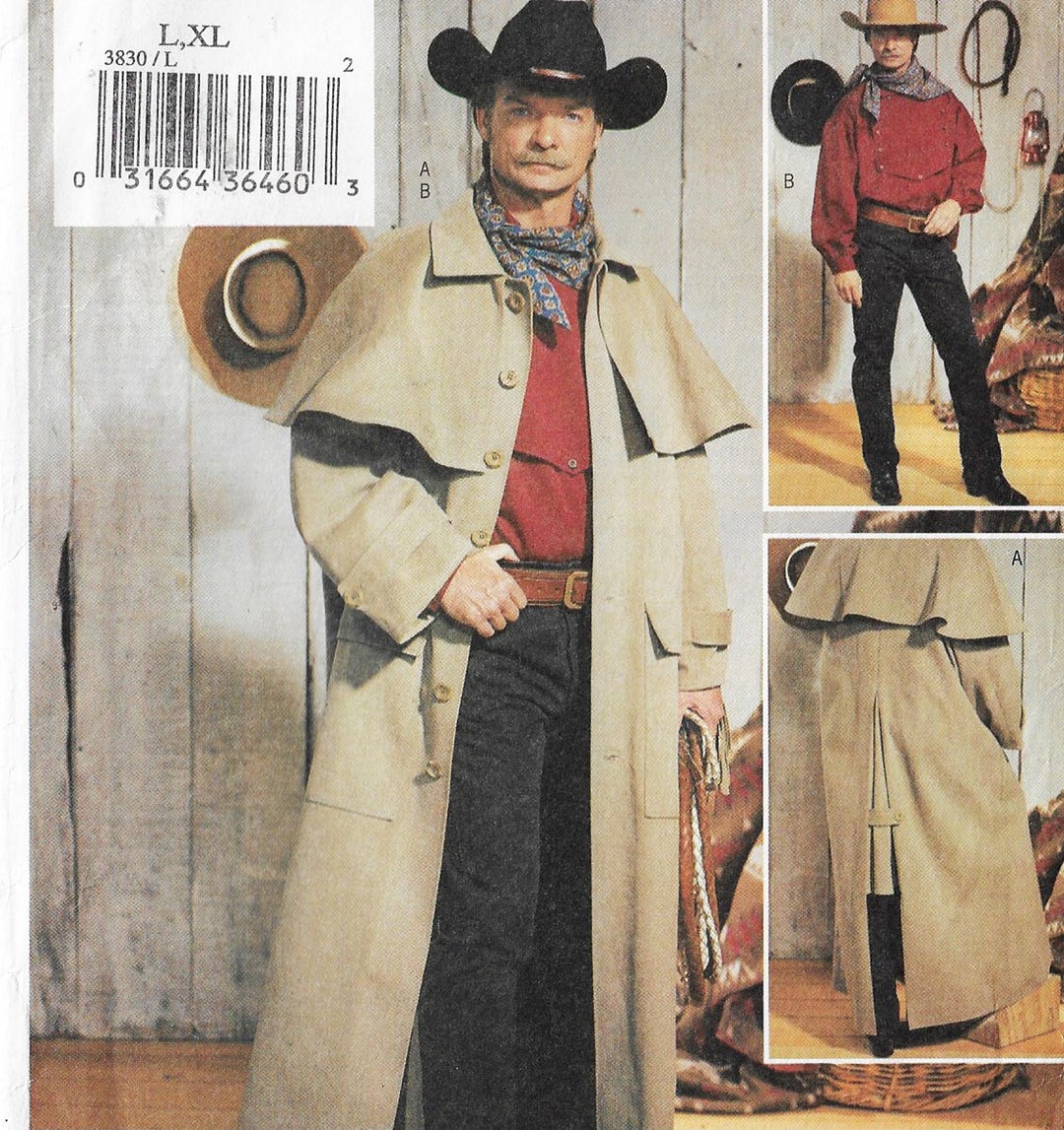 Mens Historical Costume Ankle Length Western Duster and Western Shirt ...