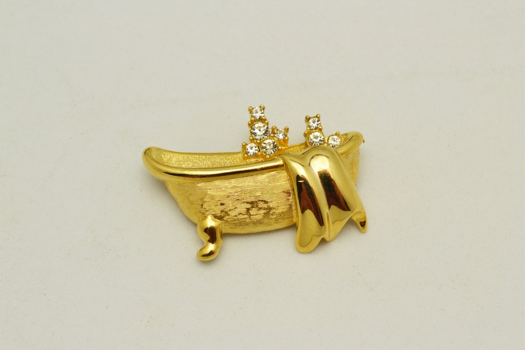 Vintage Bubble Bath Pin Marked Pisciatelli Gold Tone Metal With ...
