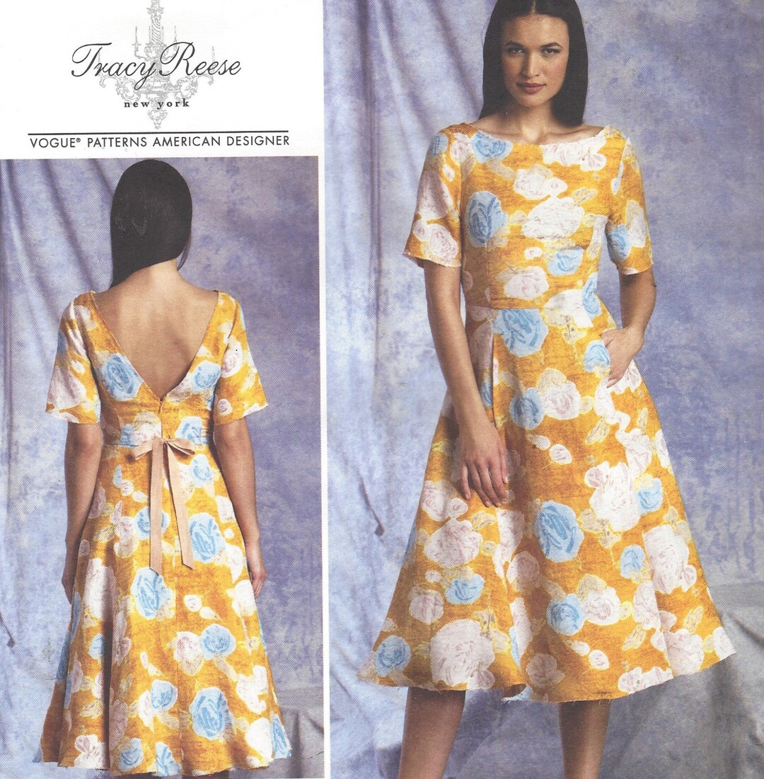 Tracy Reese Womens Retro Dress Low V Back Dress OOP Vogue Sewing ...