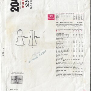 1960s Patou Dress With Plastron Vogue Sewing Pattern 2046 Size 12 Bust ...