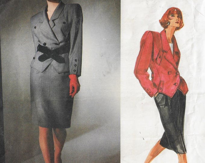 80s Karl Lagerfeld Womens Military Style Jacket & Skirt Vogue Sewing ...