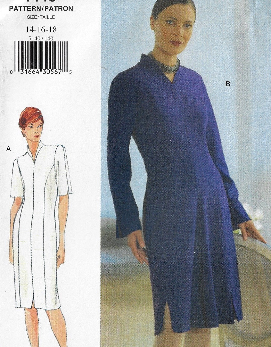 90s Womens Princess Seam Dress With Variations Vogue Sewing Pattern ...