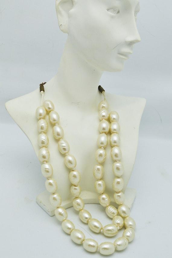 Vintage Chico s Double Strand Necklace Large Faux Freshwater Pearls Adjustable Great Gift for Her Etsy