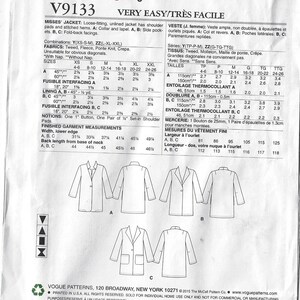One-button Jackets Vogue Sewing Pattern V9133 Size 4 6 8 10 12 14 FF - Etsy