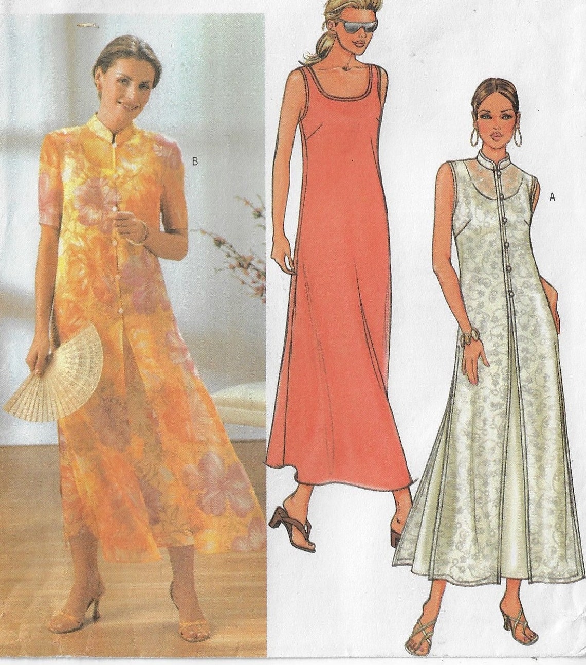 Womens Pullover Dress & Asian Style Duster OOP Butterick | Etsy