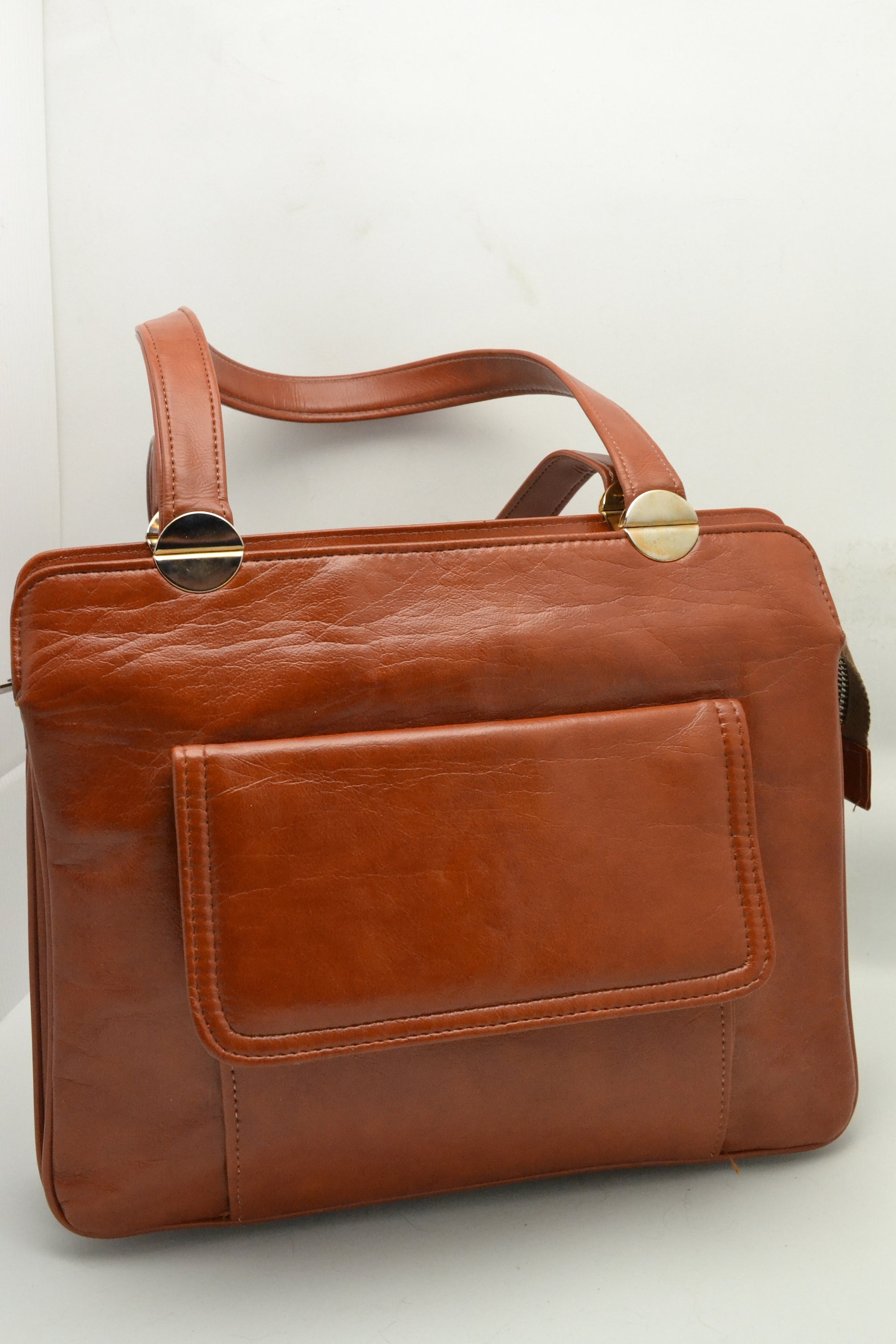 Vintage Garay Top Handle Handbag Rust Colored Faux Leather | Etsy