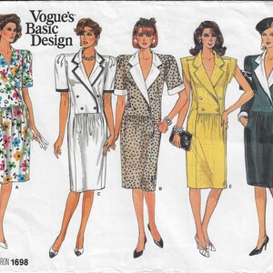80s Womens Princess Seam Dress With Sleeve Variations Vogue Sewing ...