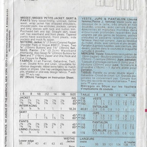 1980s Womens Wrap Jacket, Above Ankle Skirt & Tapered Pants Vogue ...