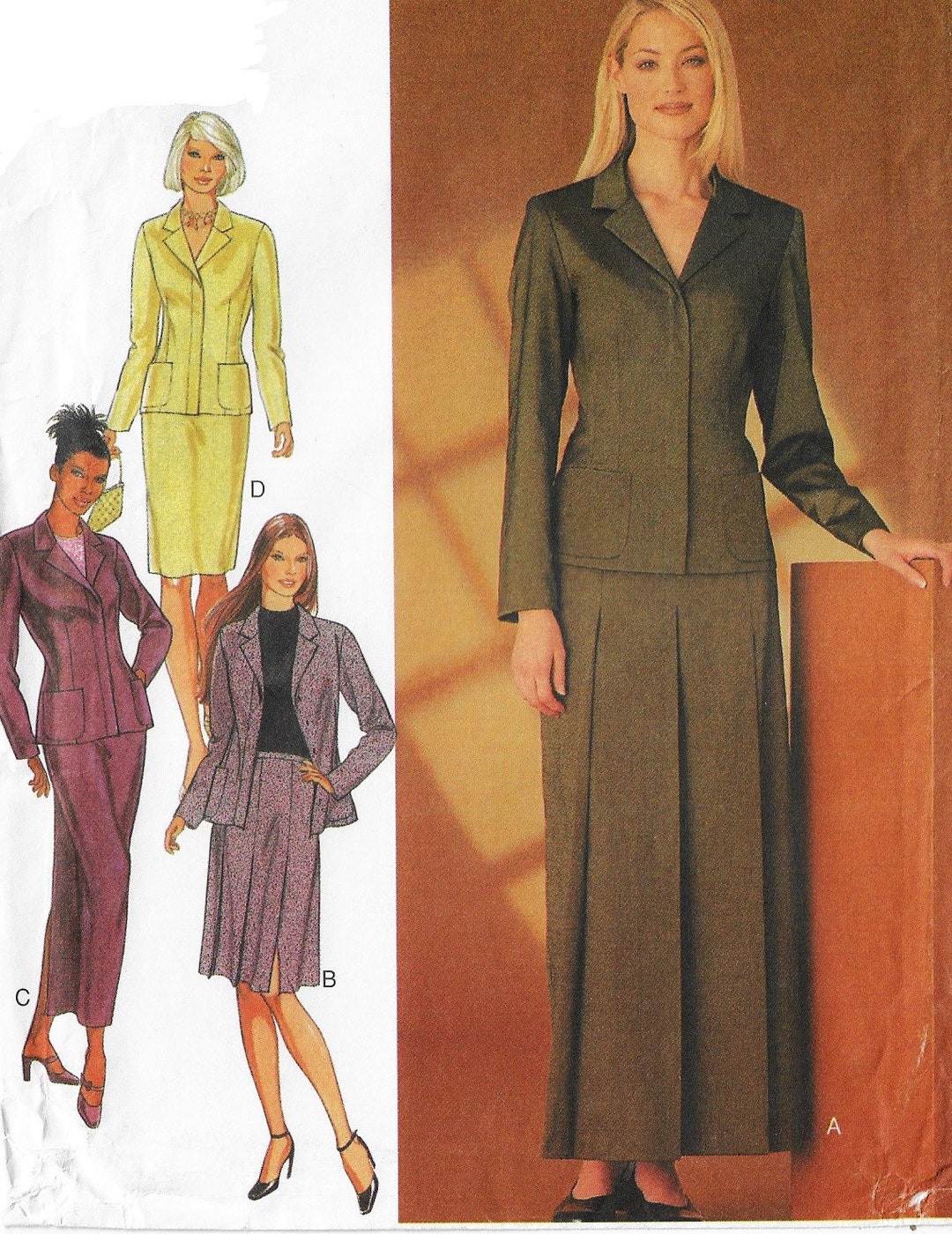 90s Womens Concealed Closing Jacket & Skirts in 2 Styles Style Sewing ...