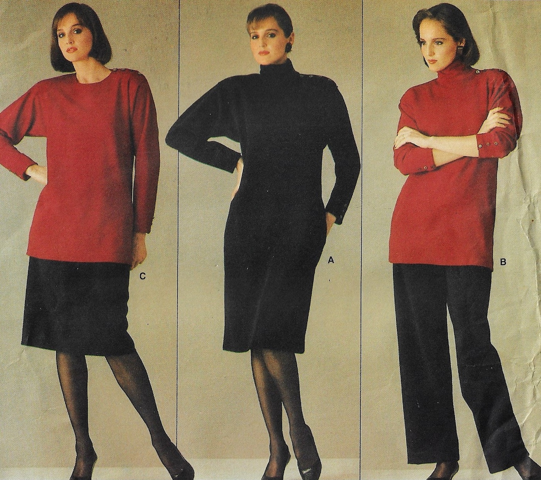 80s Calvin Klein Dress, Top, Skirt & Pants Vogue Sewing Pattern 1212 ...