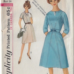 60s Womens One Piece Dress Kimono Sleeve Simplicity Sewing Pattern 5063 ...