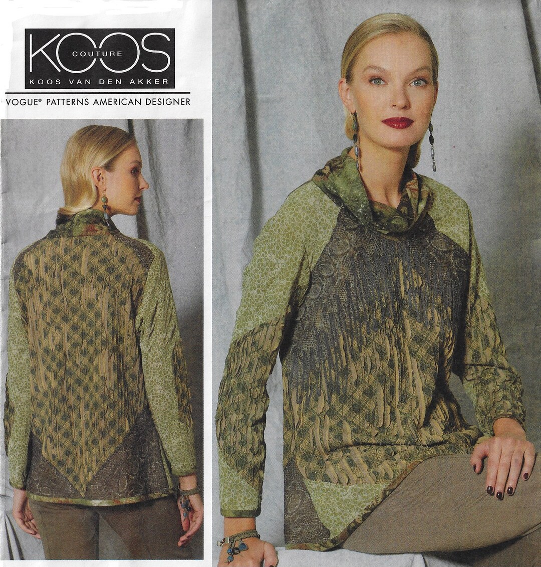 Koos Van Den Akker Womens Cowl-neck, Front-fringe Top OOP Vogue Sewing ...