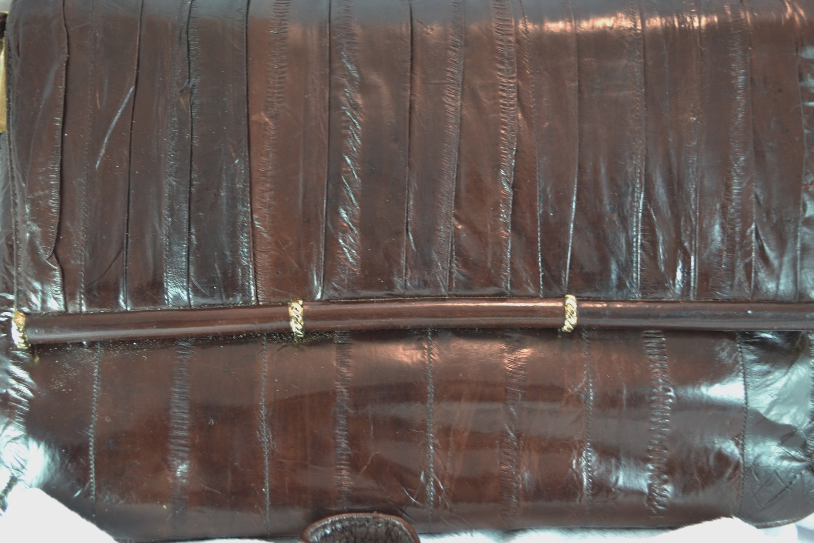 Vintage Chocolate Brown Eel Skin Handbag Shoulder Bag Envelope Style - Etsy