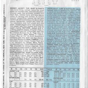 80s Womens Safari Style Jacket, Top, Skirt & Pants Vogue Sewing Pattern ...