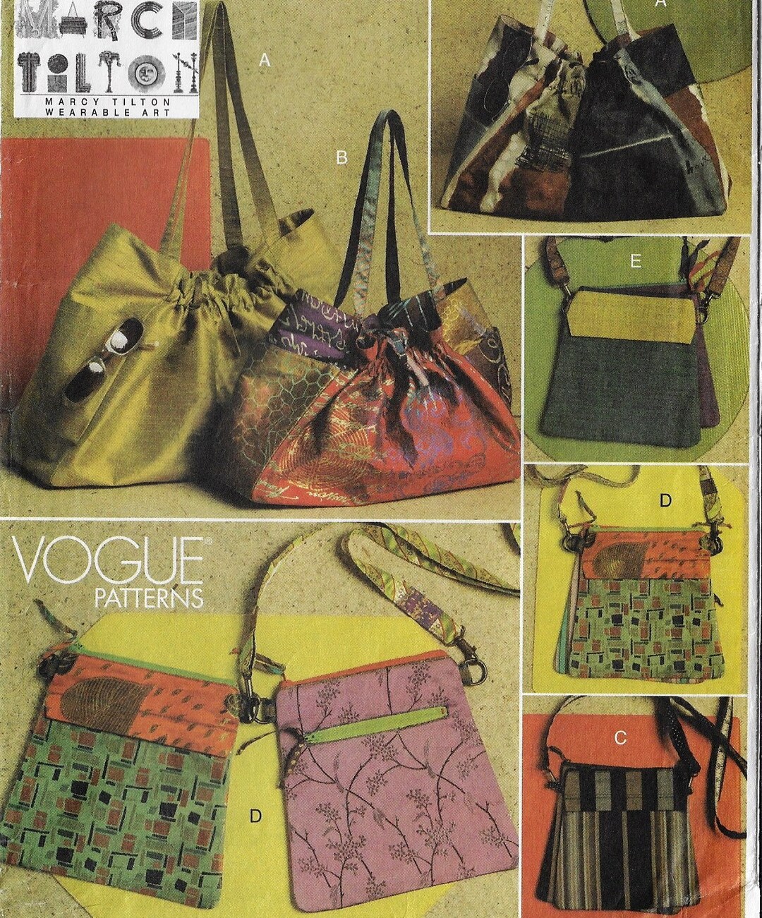 Marcy Tilton Fabric Totes and Double Bags Vogue Sewing Pattern V8590 FF ...