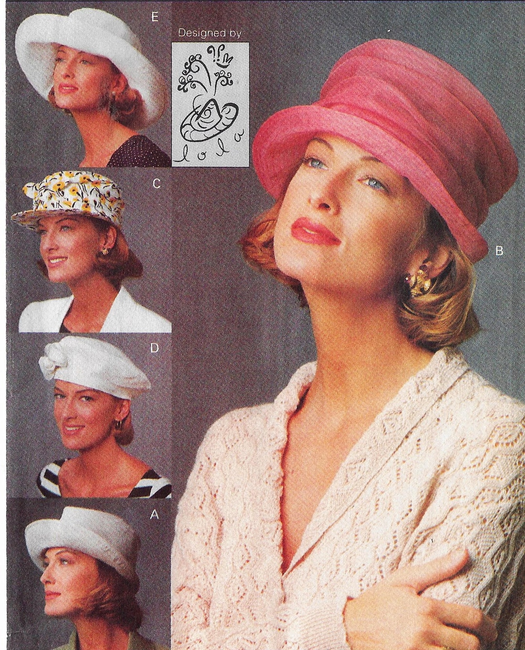 90s Designs by Lola Womens Fashion Hats in 5 Styles Vogue Sewing ...